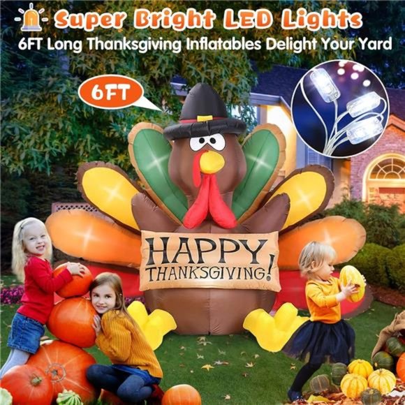 Holiday | 6ft Thanksgiving Inflatables Turkey Outdoor Thanksgiving ...